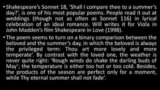 Deconstructive Reading of Sonnet - Shall I Compare thee to a Summer's ...