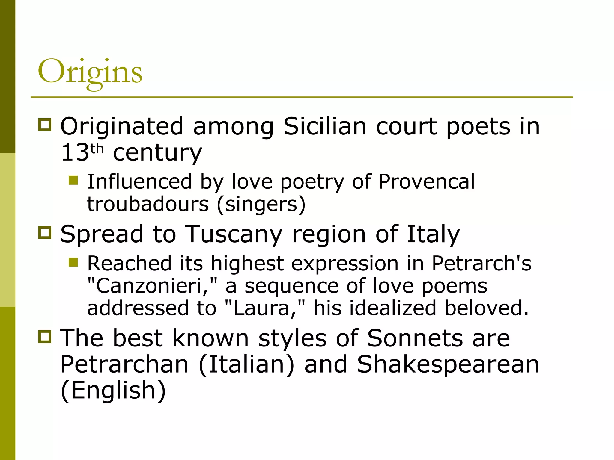 Sonnets | PPT | Poetry | Books and Literature