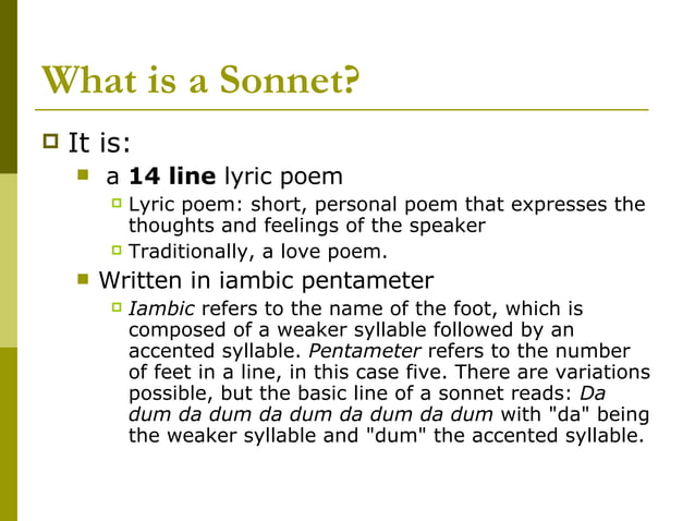 Sonnets | PPT | Poetry | Books and Literature