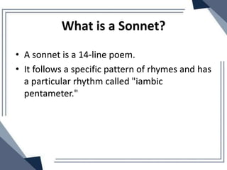 Introduction to sonnet, history, types.pptx