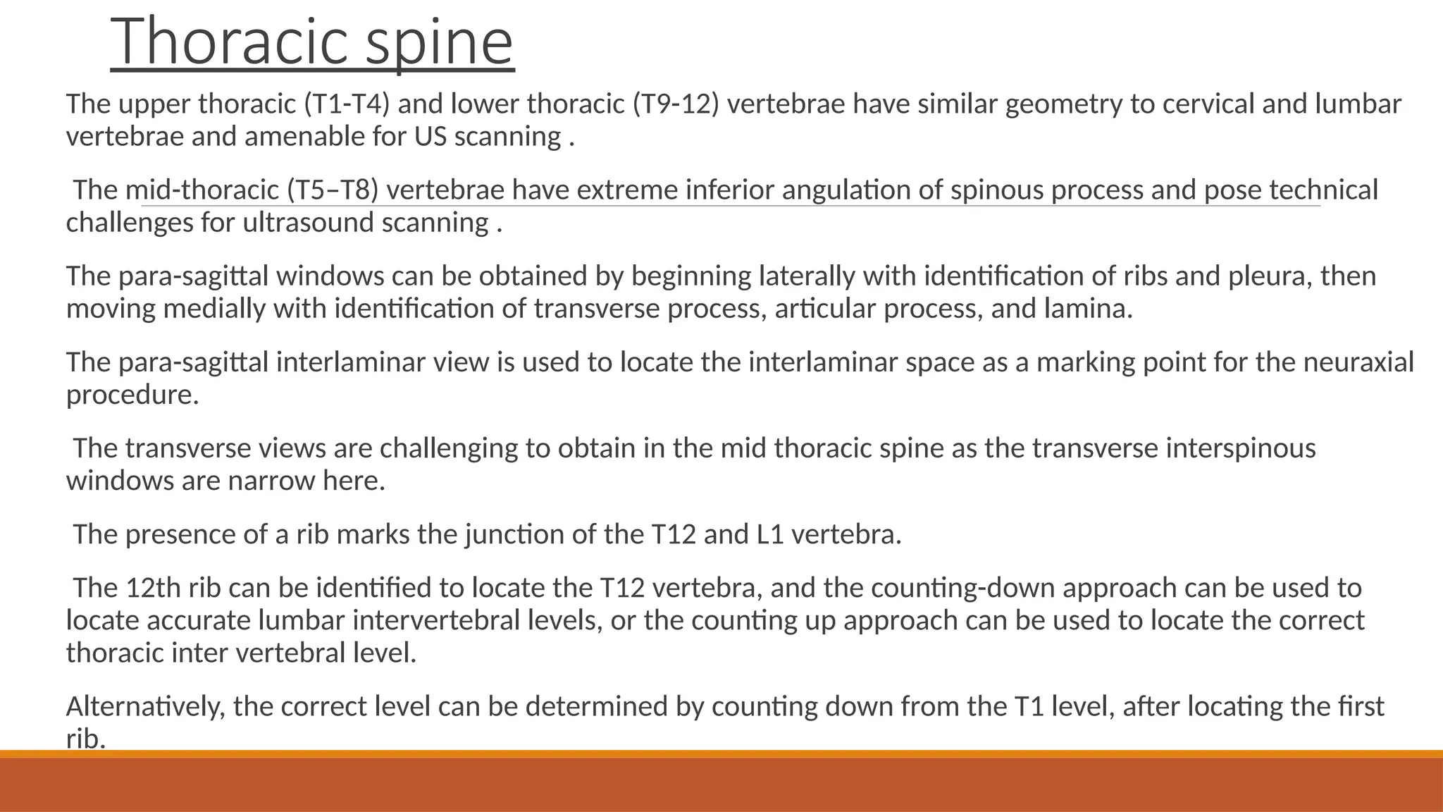 sonoanatomy of spine anaesthesia pov ppt. | PPTX