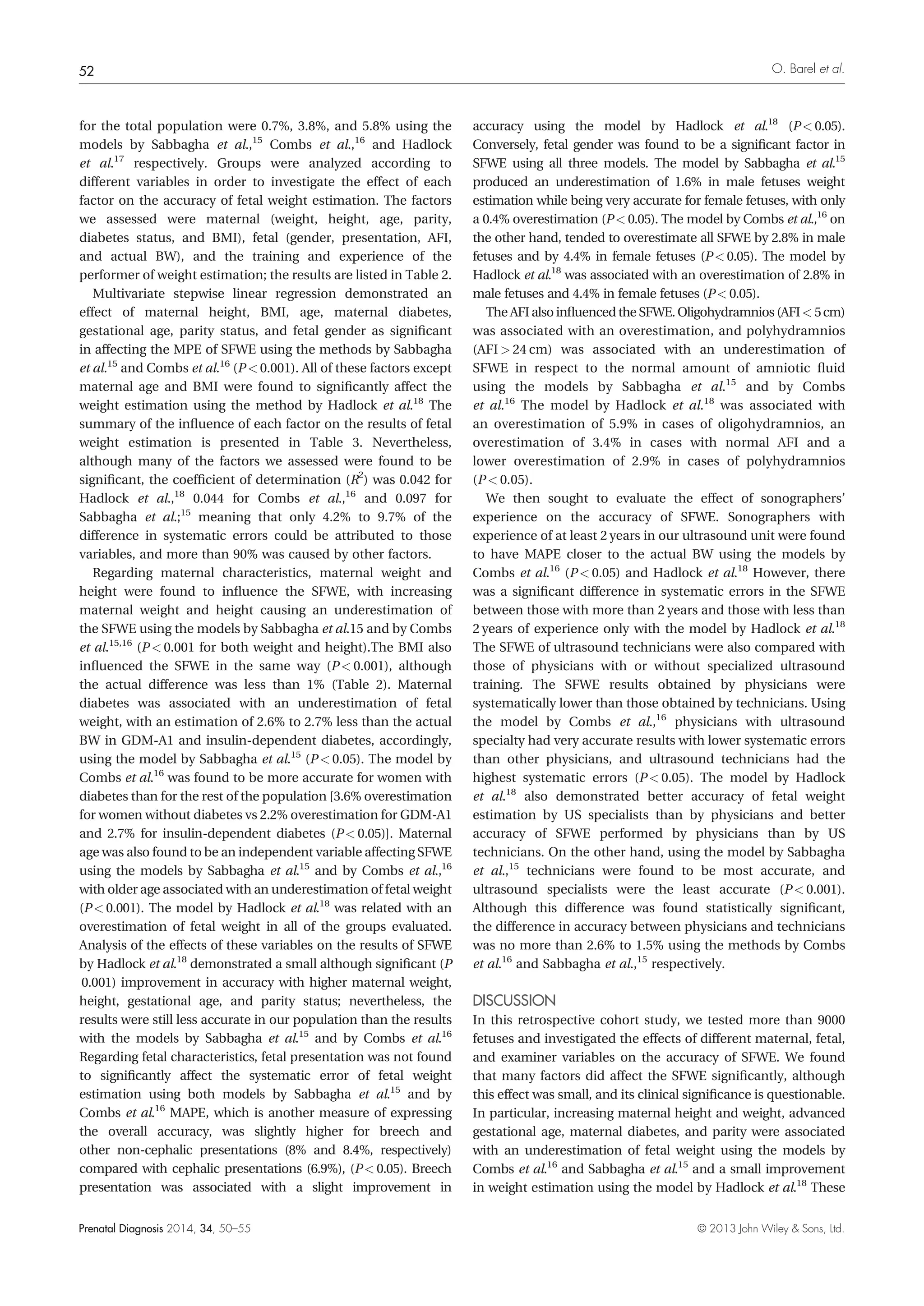 Sonographic fetal weight estimation – | PDF