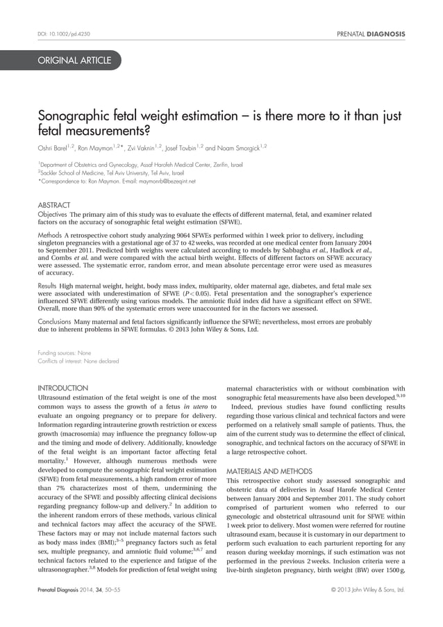 Sonographic fetal weight estimation – | PDF | Pregnancy | Reproductive ...