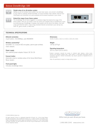 Sonos Zone Bridge BR100 | PDF
