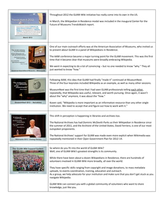 Next Steps in GLAM-Wiki Collaboration [NOTES] | PDF | Social Networking ...