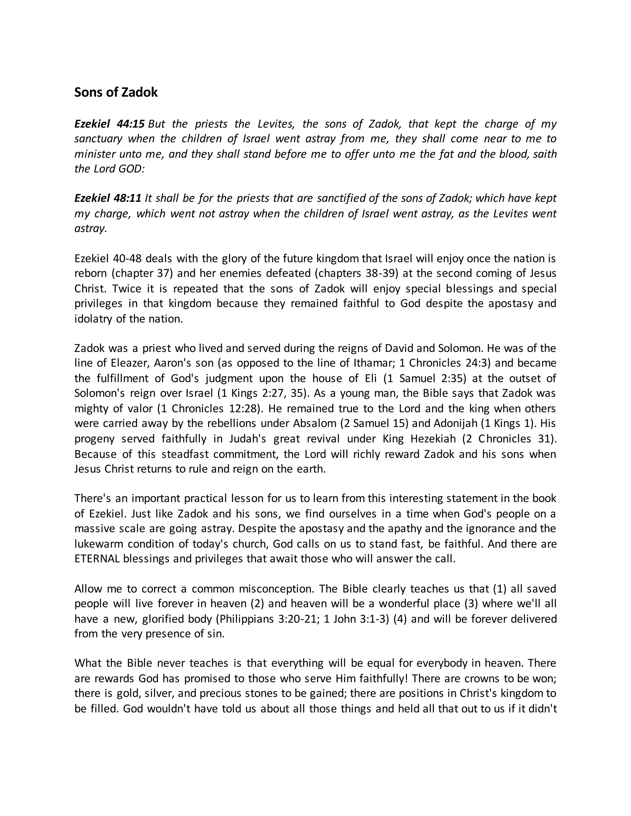 Sons of Zadok | DOCX