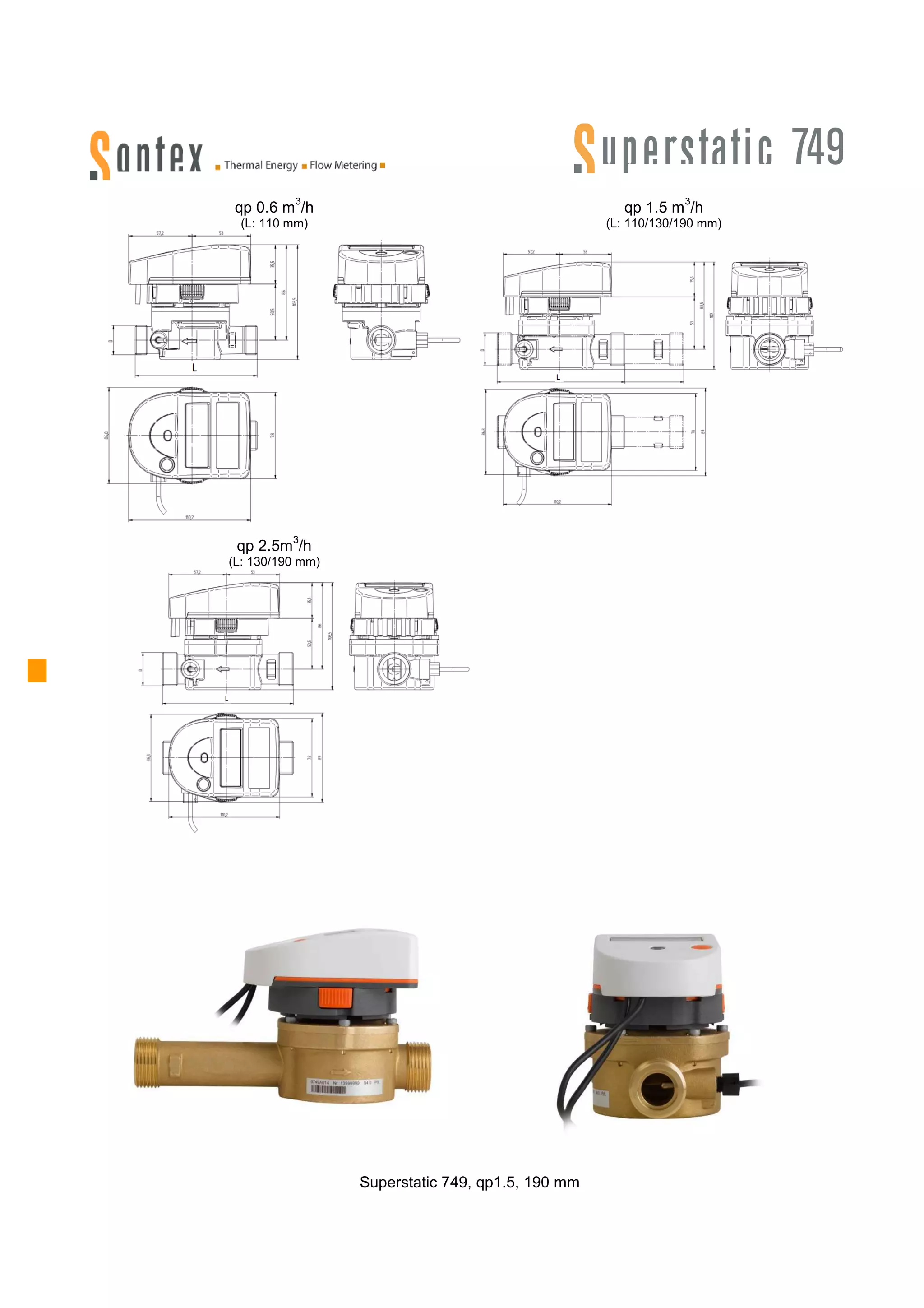 Heat Meters - Sontex Superstatic 749 - Spec Sheet | PDF
