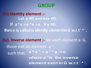 GROUP, SUBGROUP, ABELIAN GROUP, NORMAL SUBGROUP, CONJUGATE NUMBER ...
