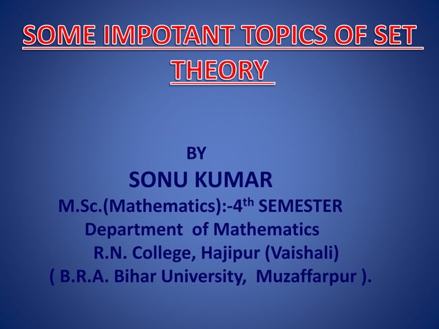 SET THEORY AND THEIR APLICATION | PPT