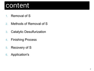 sulphur recovery & removal seminar | PPT