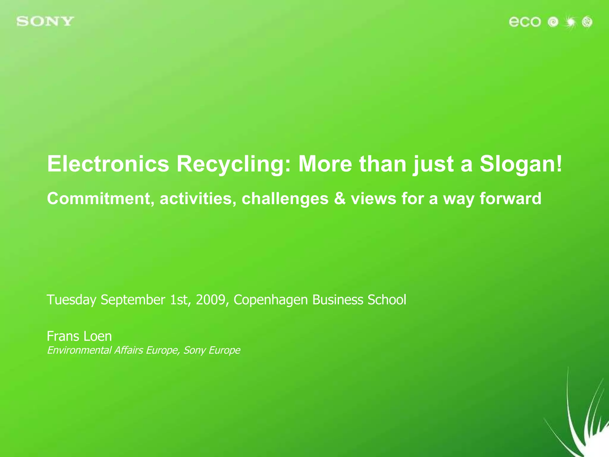 Electronics Recycling: More than just a slogan | PPT