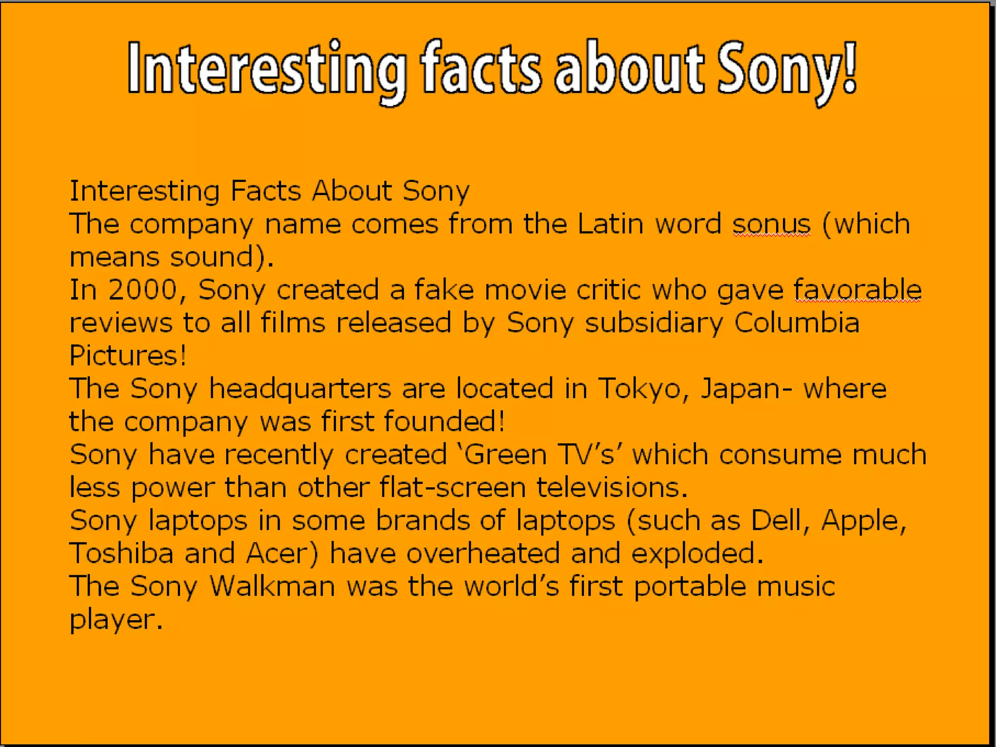 Sony Presentation :) | PPT