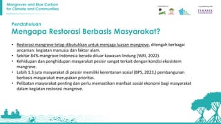 Pengembangan Model Bisnis Berbasis Masyarakat untuk Restorasi Mangrove | PPT