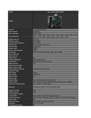 Sony Alpha Dslr A900 | PDF