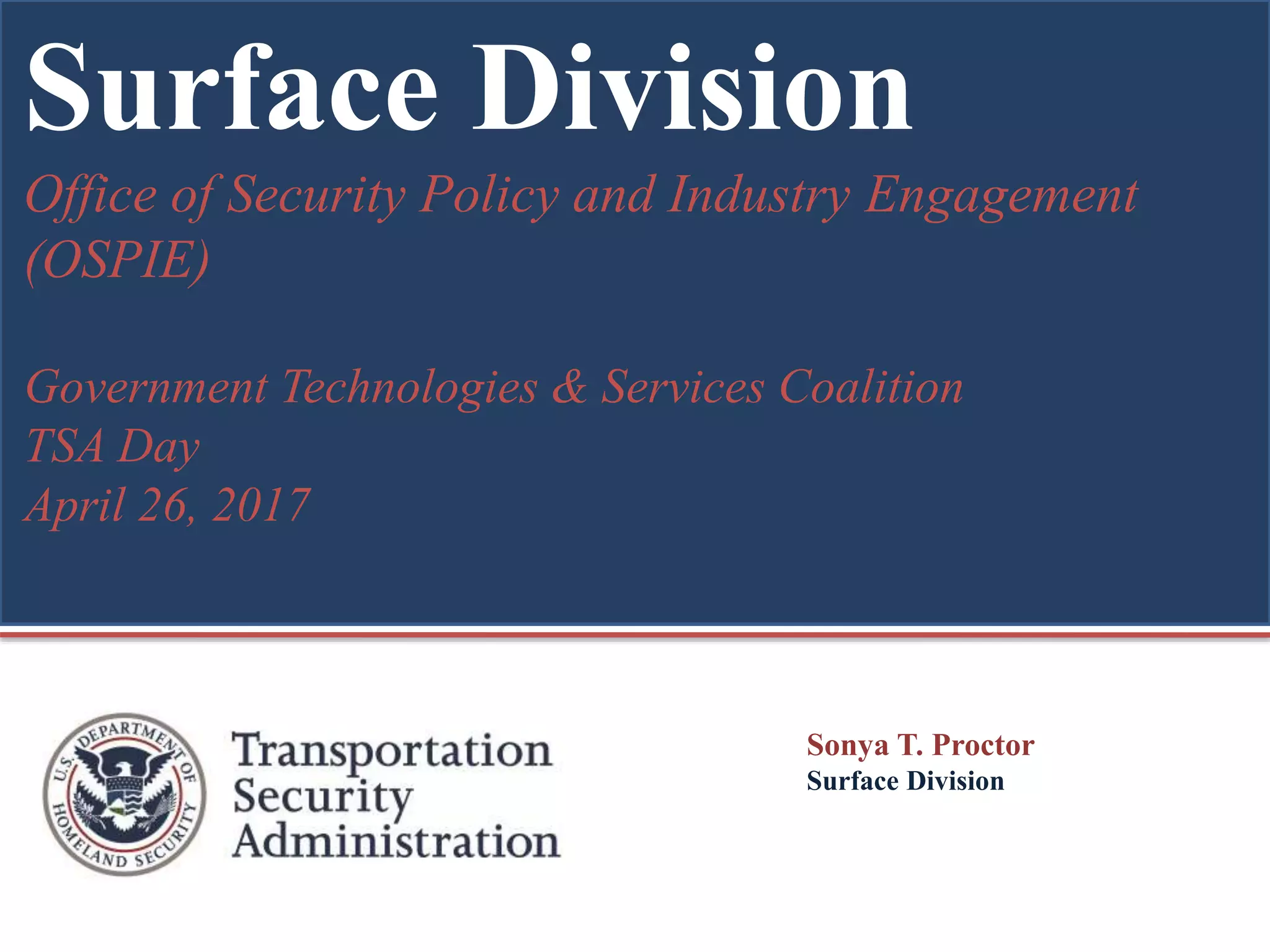 Surface Division, OSPIE, TSA | PPTX