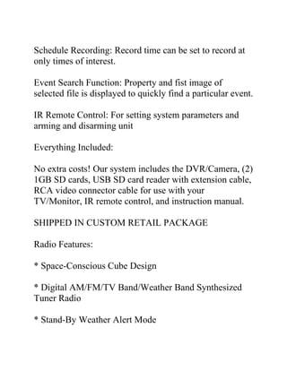 Sony Clock Radio Nanny Spy-Camera W/Built-in Motion-Activated DVR | PDF