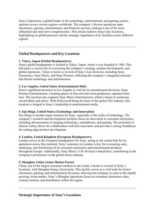 Global Sony Locations: Discover Their Worldwide Presence | PDF