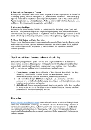 Global Sony Locations: Discover Their Worldwide Presence | PDF
