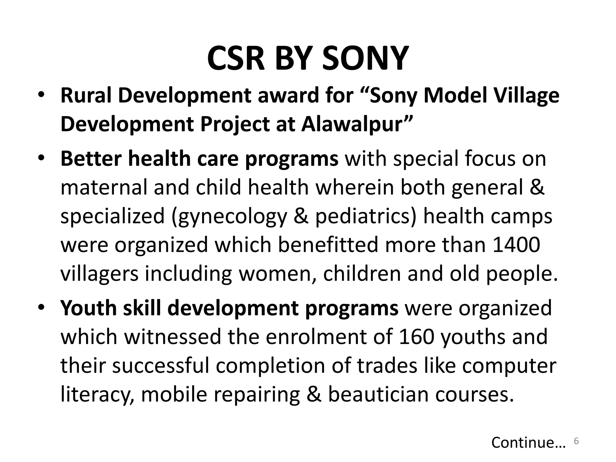CSR activity of SONY | PPTX