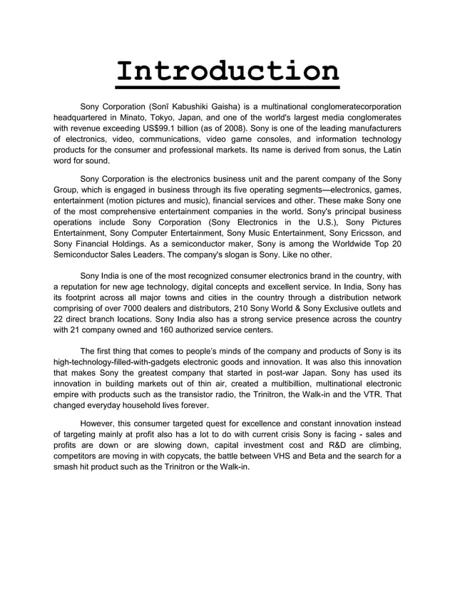 Sony case study | PDF