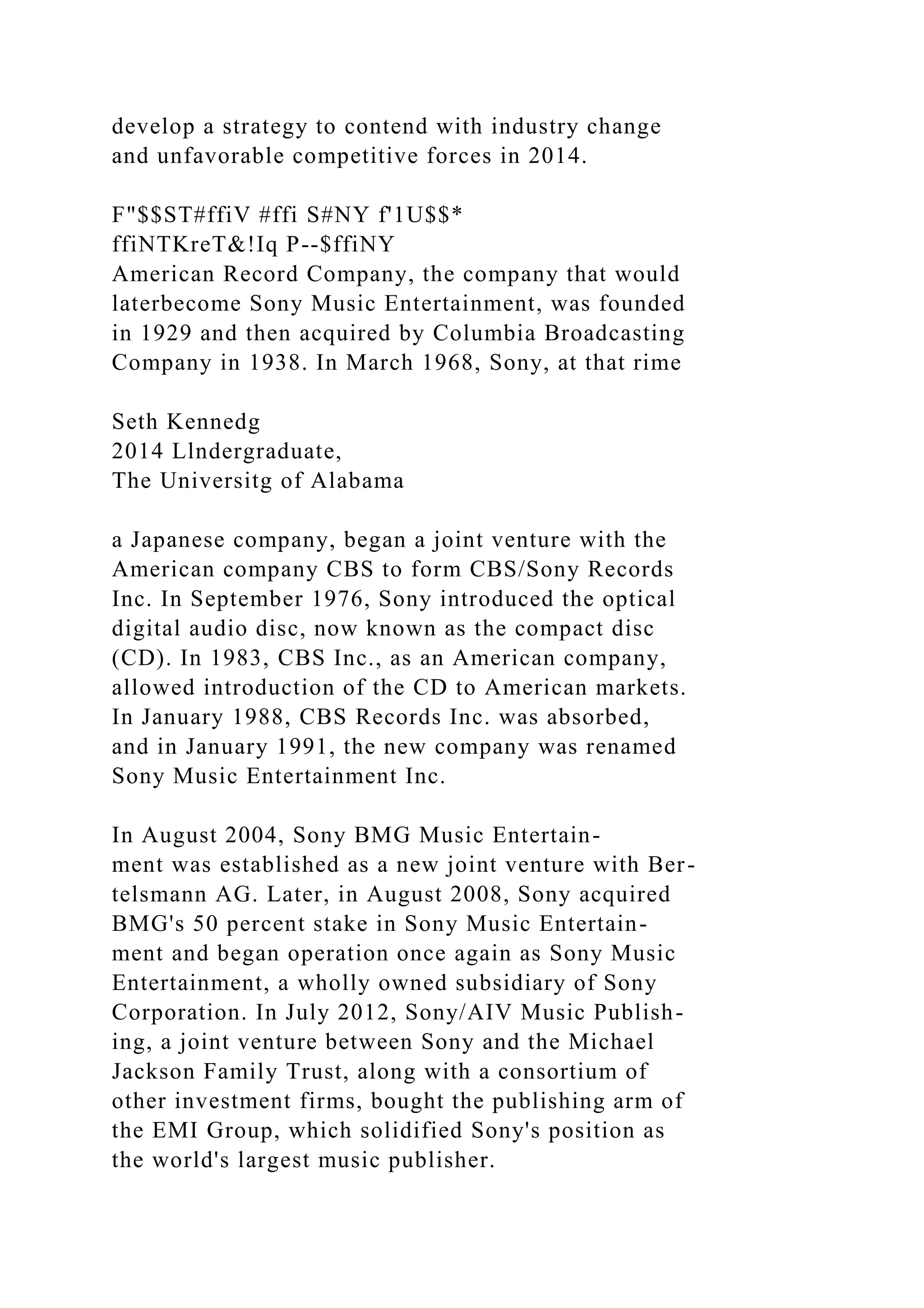 Sony husic Entertainment and theEvolution of the Music Indu.docx