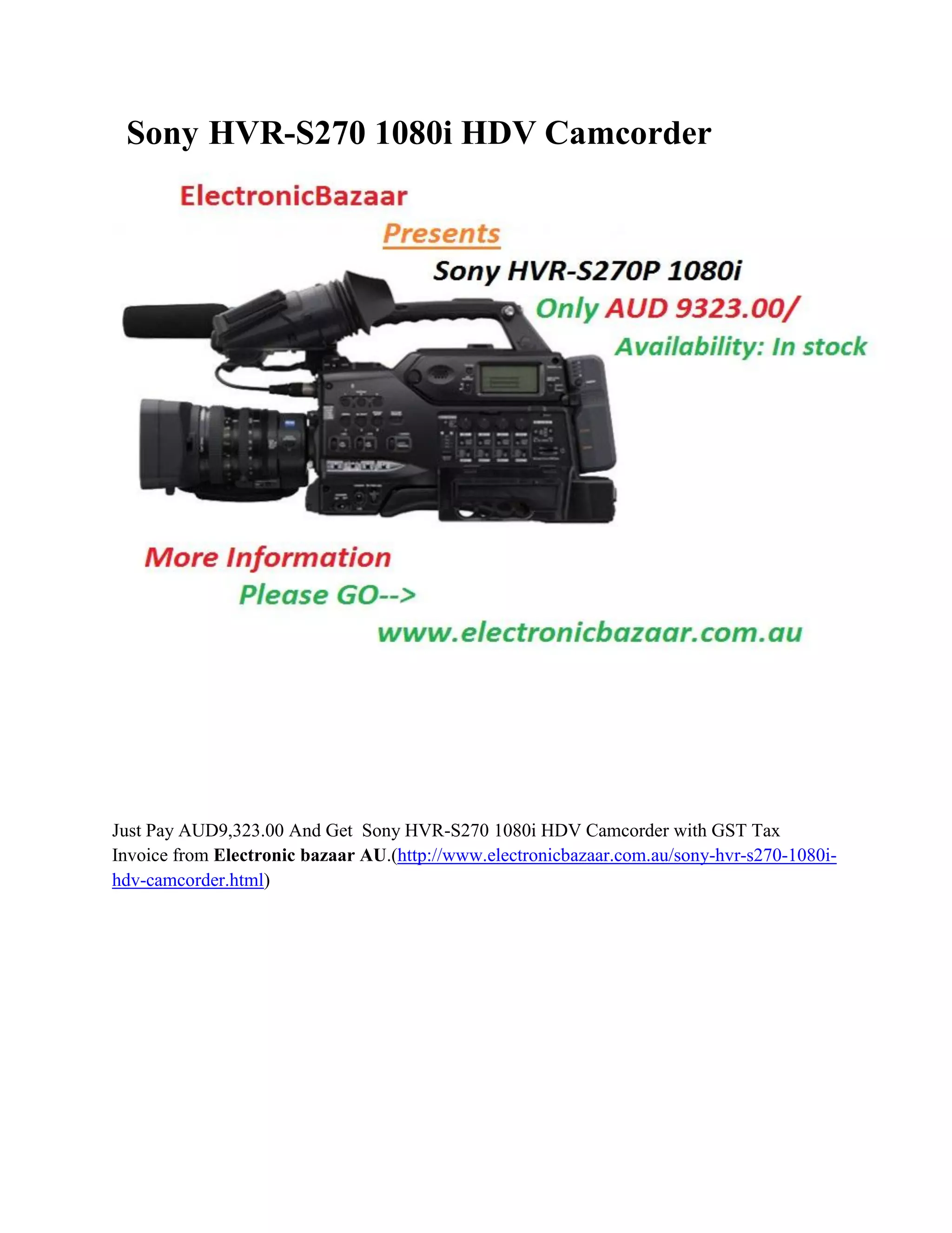 Sony hvr s270 p 1080i | PDF