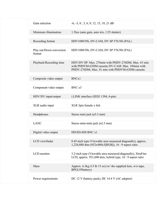 Sony hvr s270 p 1080i | PDF