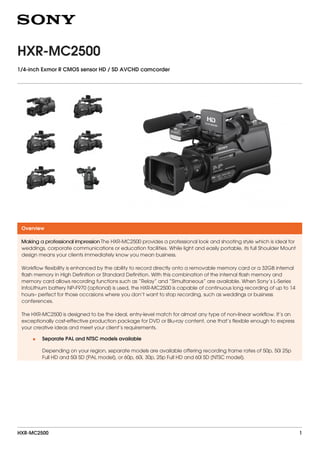 Sony HXR-MC250 Camcorder | PDF