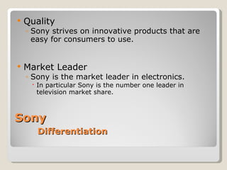 Sony Marketing Plan Slide Show | PPT