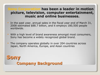Sony Marketing Plan Slide Show | PPT