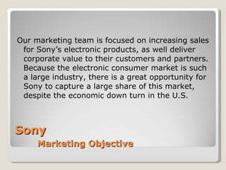 Sony Marketing Plan Slide Show | PPT