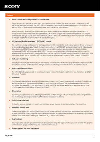 Sony MCX-500 Live Production Switcher | PDF