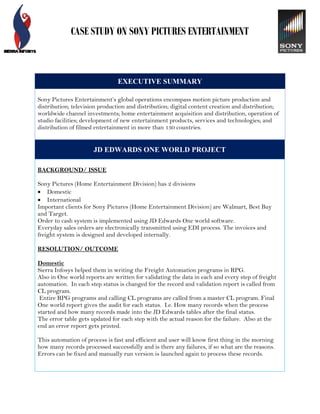 Sony pictures entertainment case study | PDF