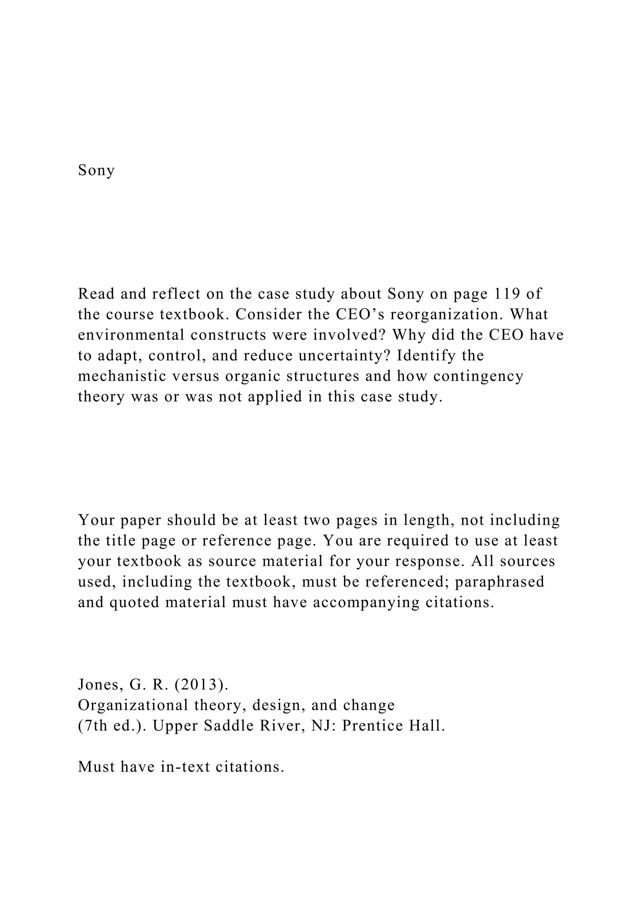 SonyRead and reflect on the case study about Sony .docx