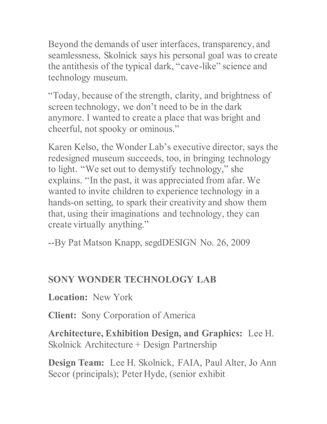 Sony wonder technology lab | DOCX