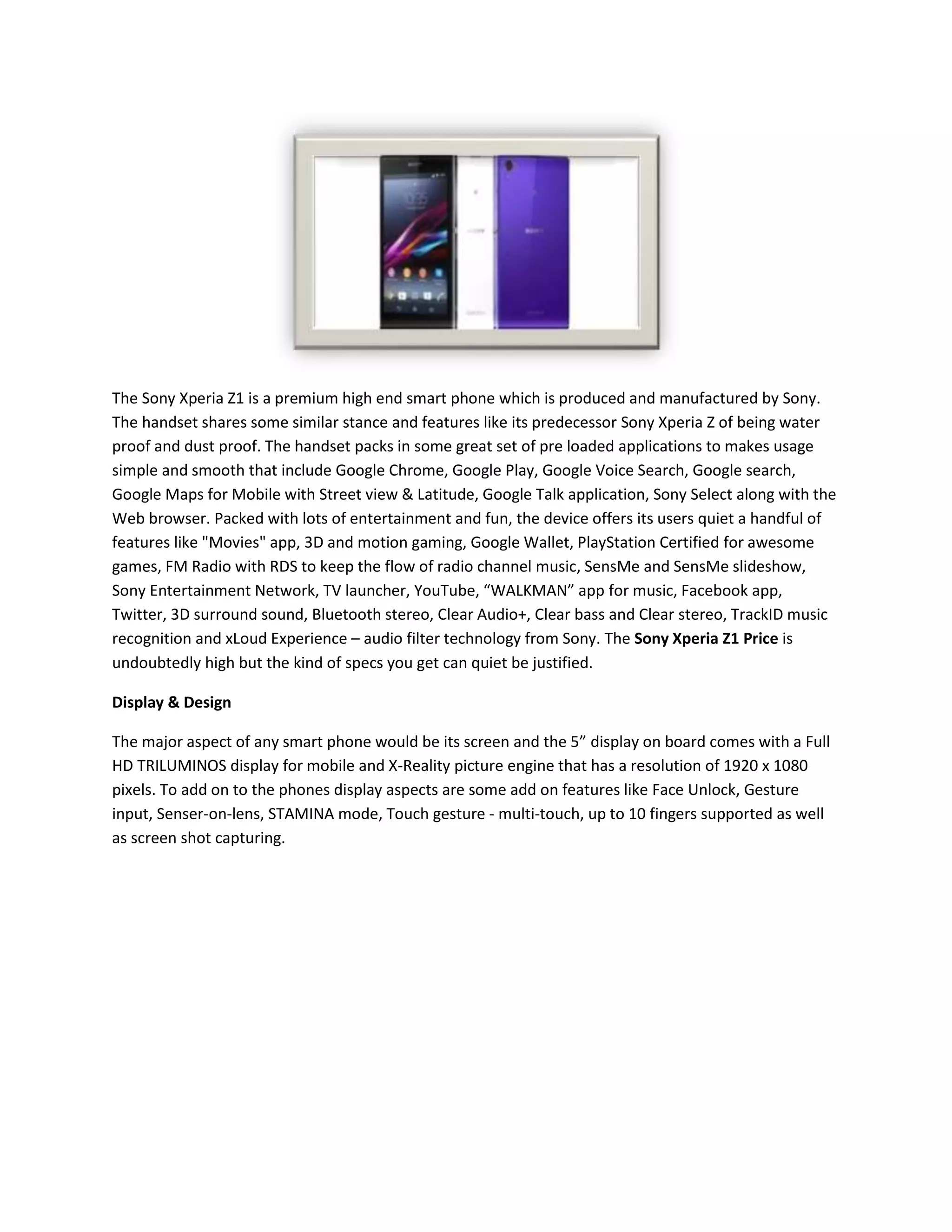 The powerful yet stylish-Sony Xperia Z1 | DOCX