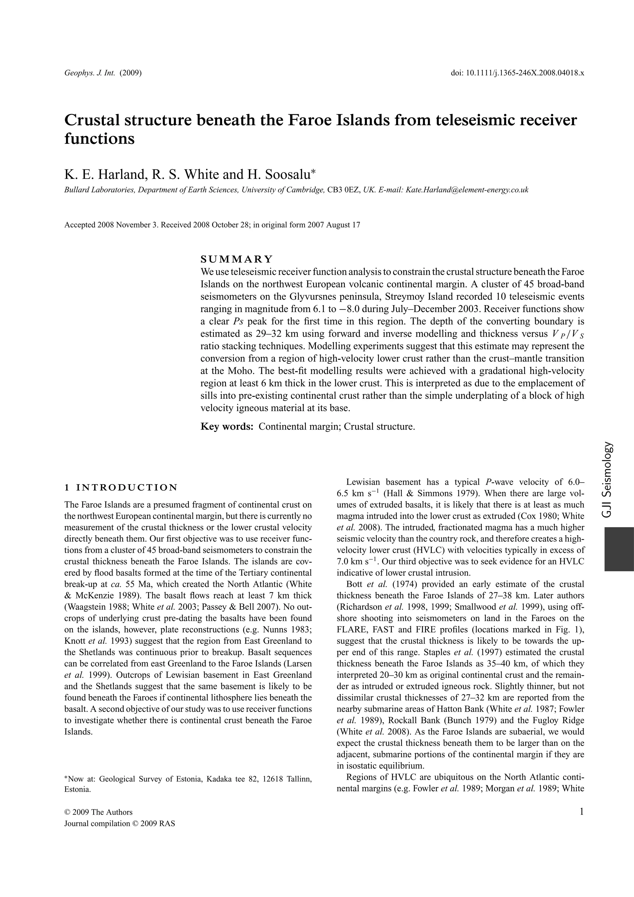 Soosalu Crustal Structurebeneaththefaroeislandsfromteleseismicreceiverfunctions Pdf