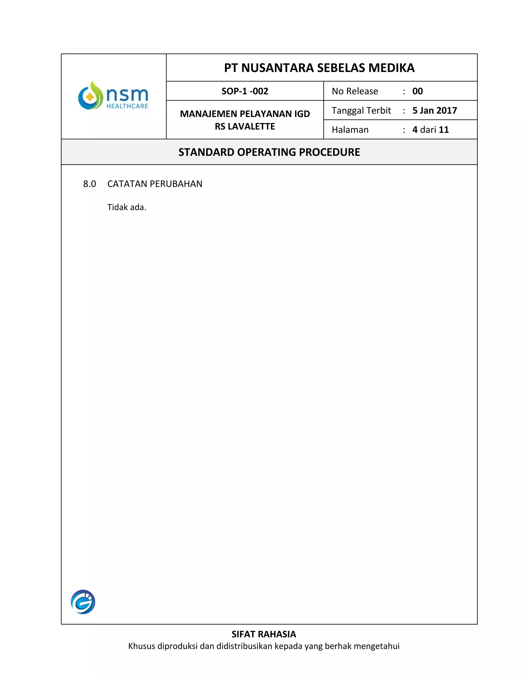 SOP 1-002 Manajemen Pelayanan IGD | PDF
