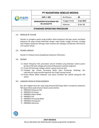 SOP 1-002 Manajemen Pelayanan IGD | PDF
