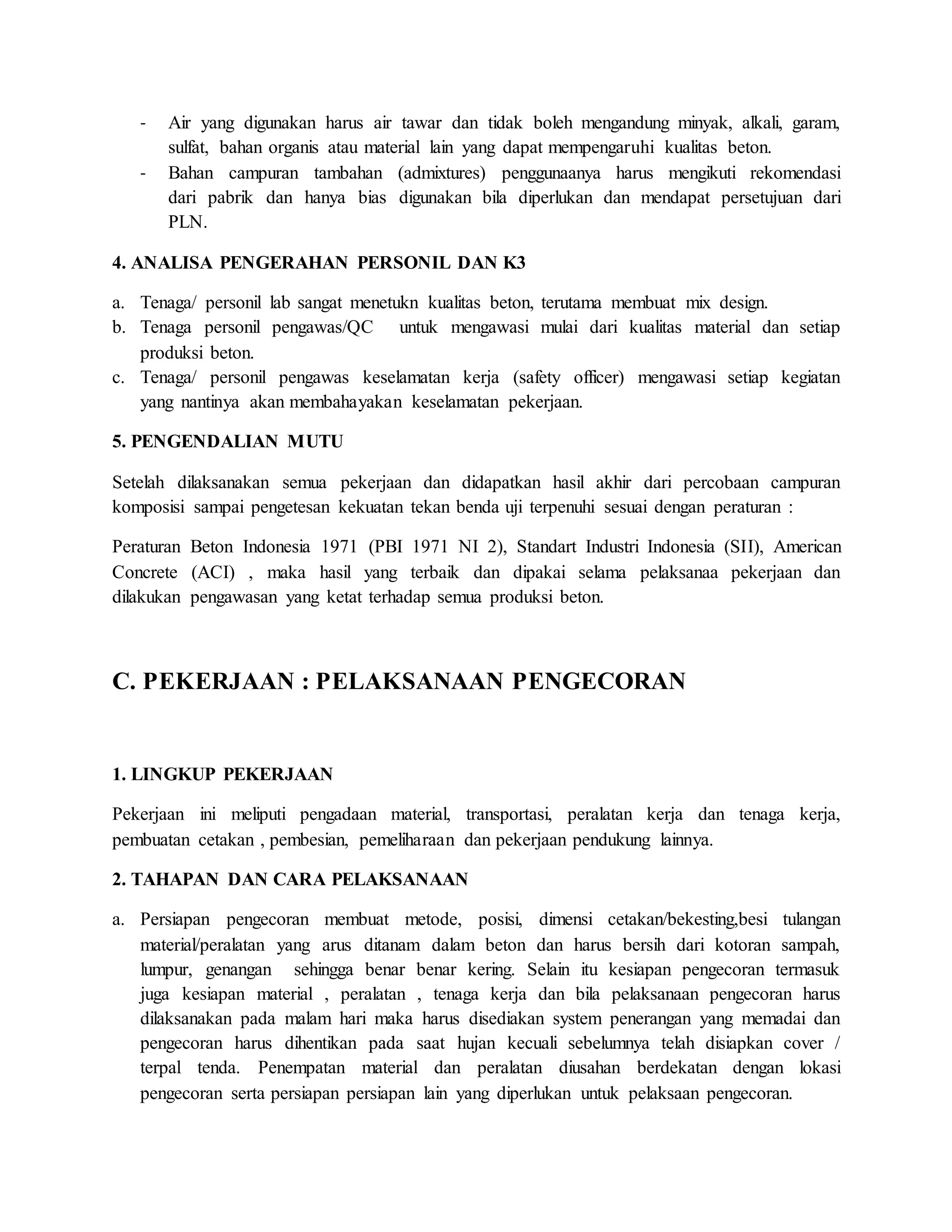 SOP Pekerjaan Konstruksi | DOCX
