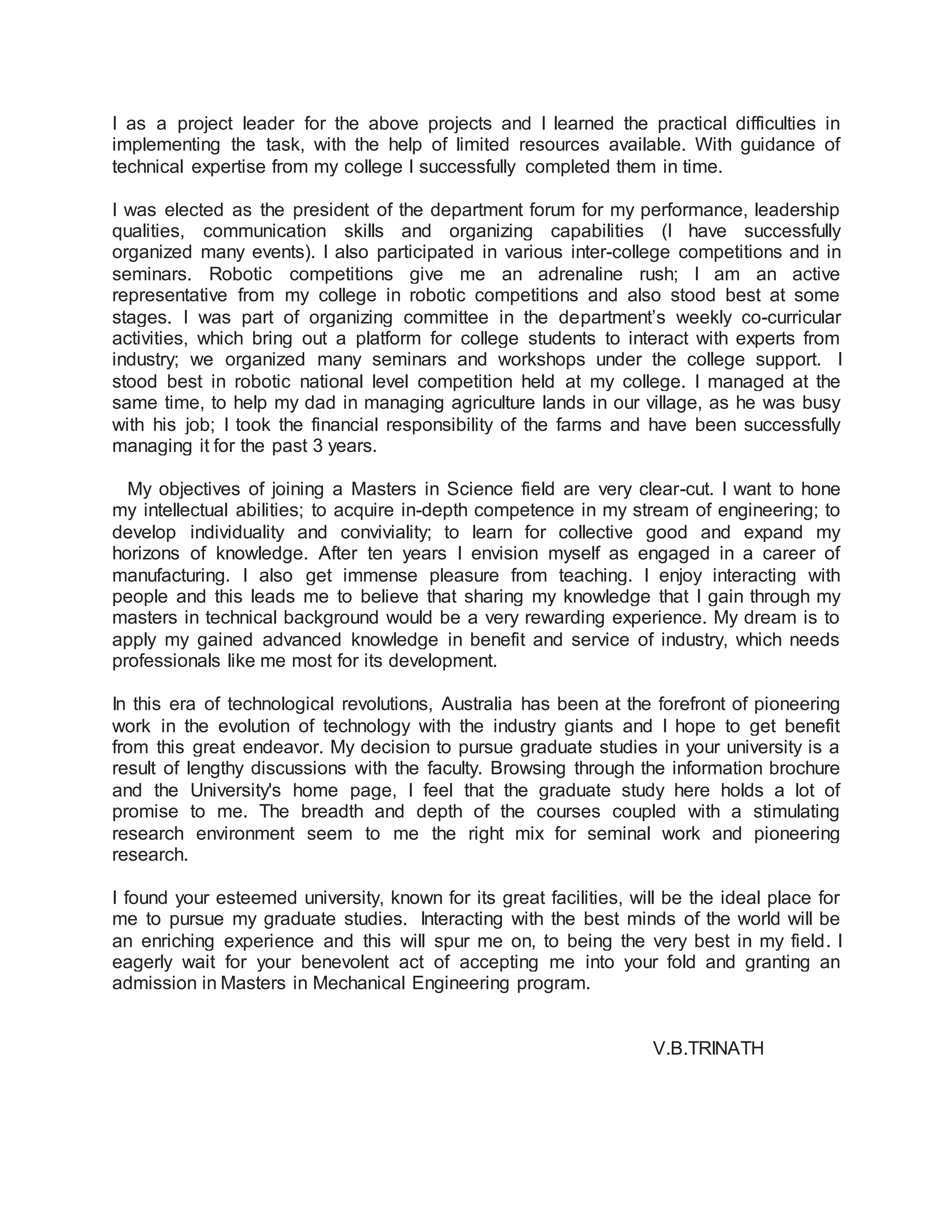 Sop | DOCX | Undergraduate Education | College Education