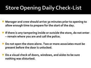 Store Operating Procedures | PPT