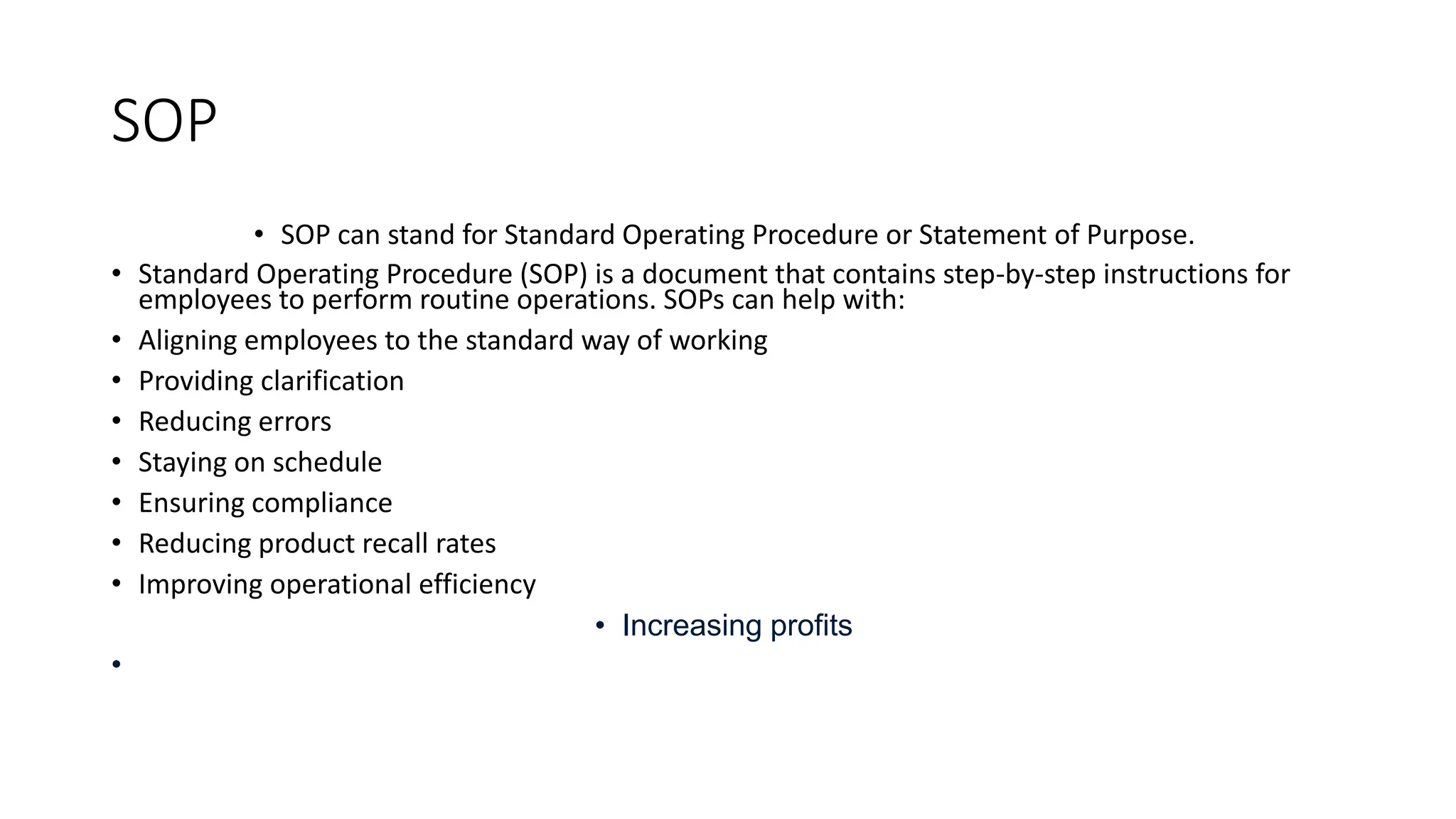 SOP - Description and how to prepare and details | PPTX