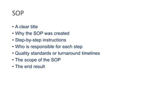 SOP - Description and how to prepare and details | PPT