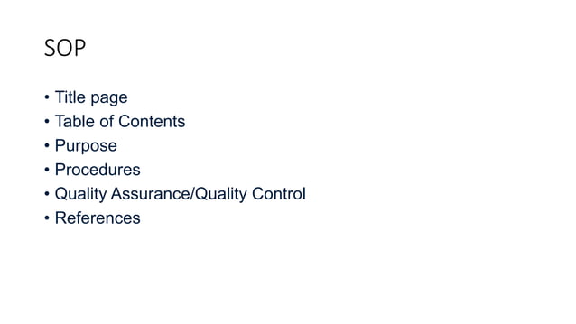 SOP - Description and how to prepare and details | PPT