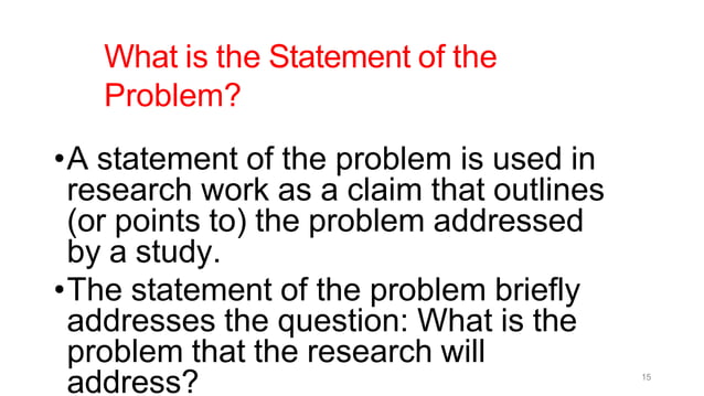 SOP (statement of the problem) research 1.pptx | Education