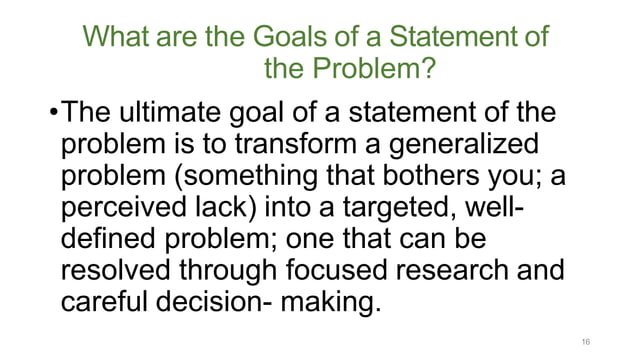 SOP (statement of the problem) research 1.pptx | Education