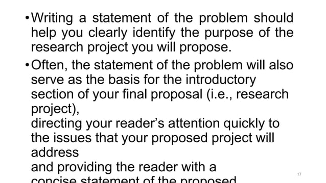 SOP (statement of the problem) research 1.pptx | Education
