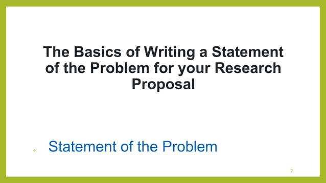 SOP (statement of the problem) research 1.pptx | Education