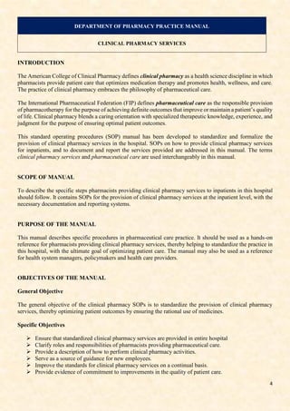 CLINICAL PHARMACY MANUAL | PDF